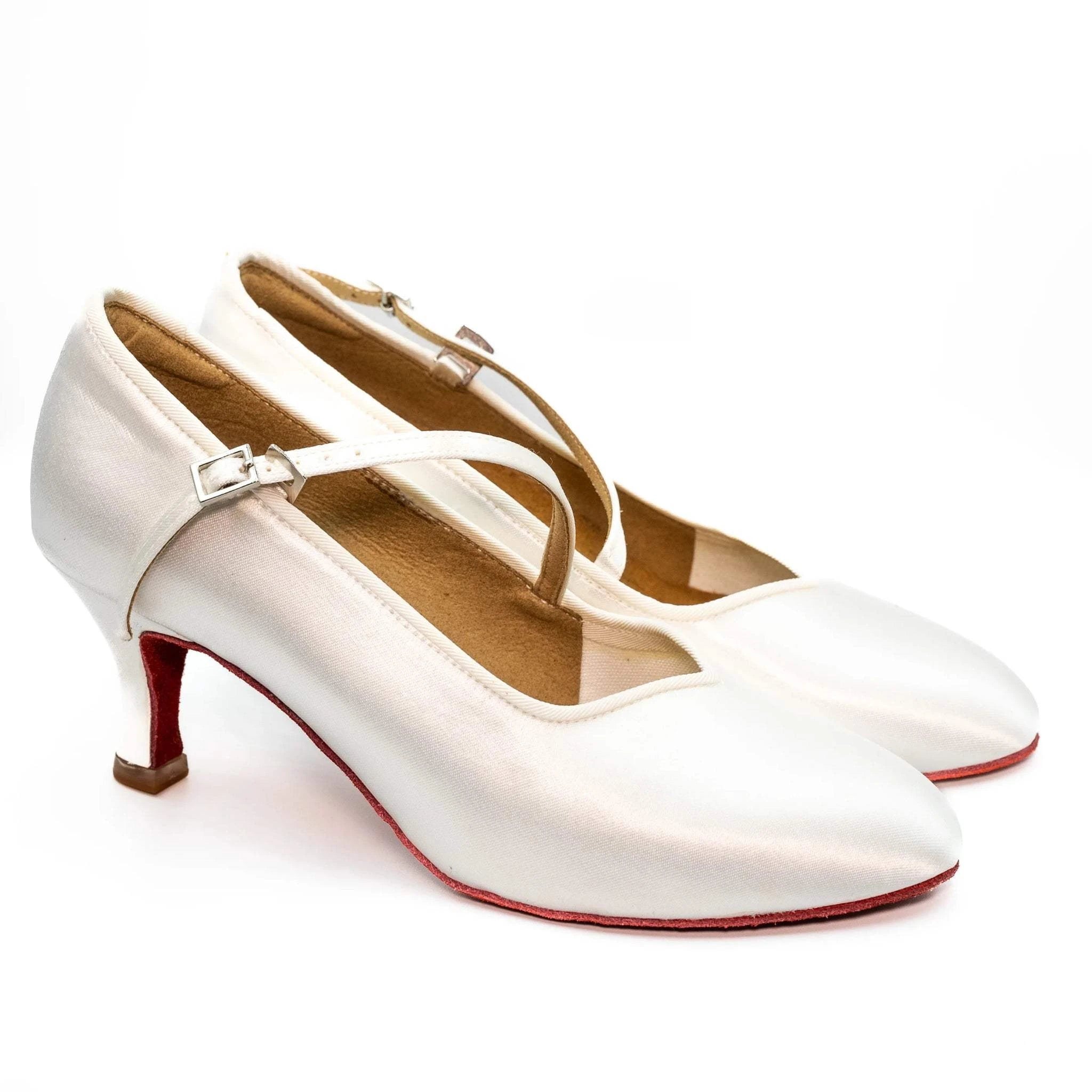 BD Style 138 | White Satin Red Sole Standard Shoes | Dance Dressing