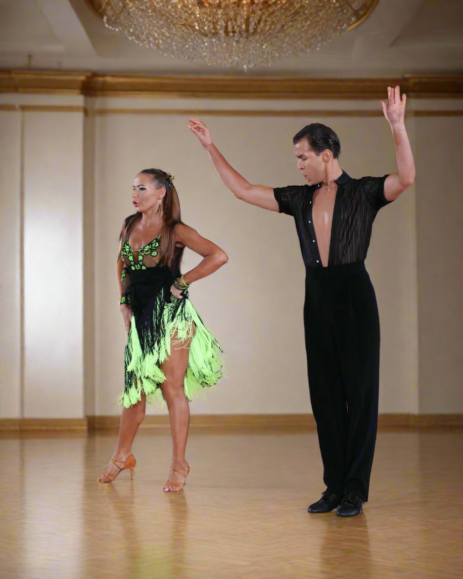 Buy Stunning Black & Neon Green Latin Dress for Shows & Competition ...