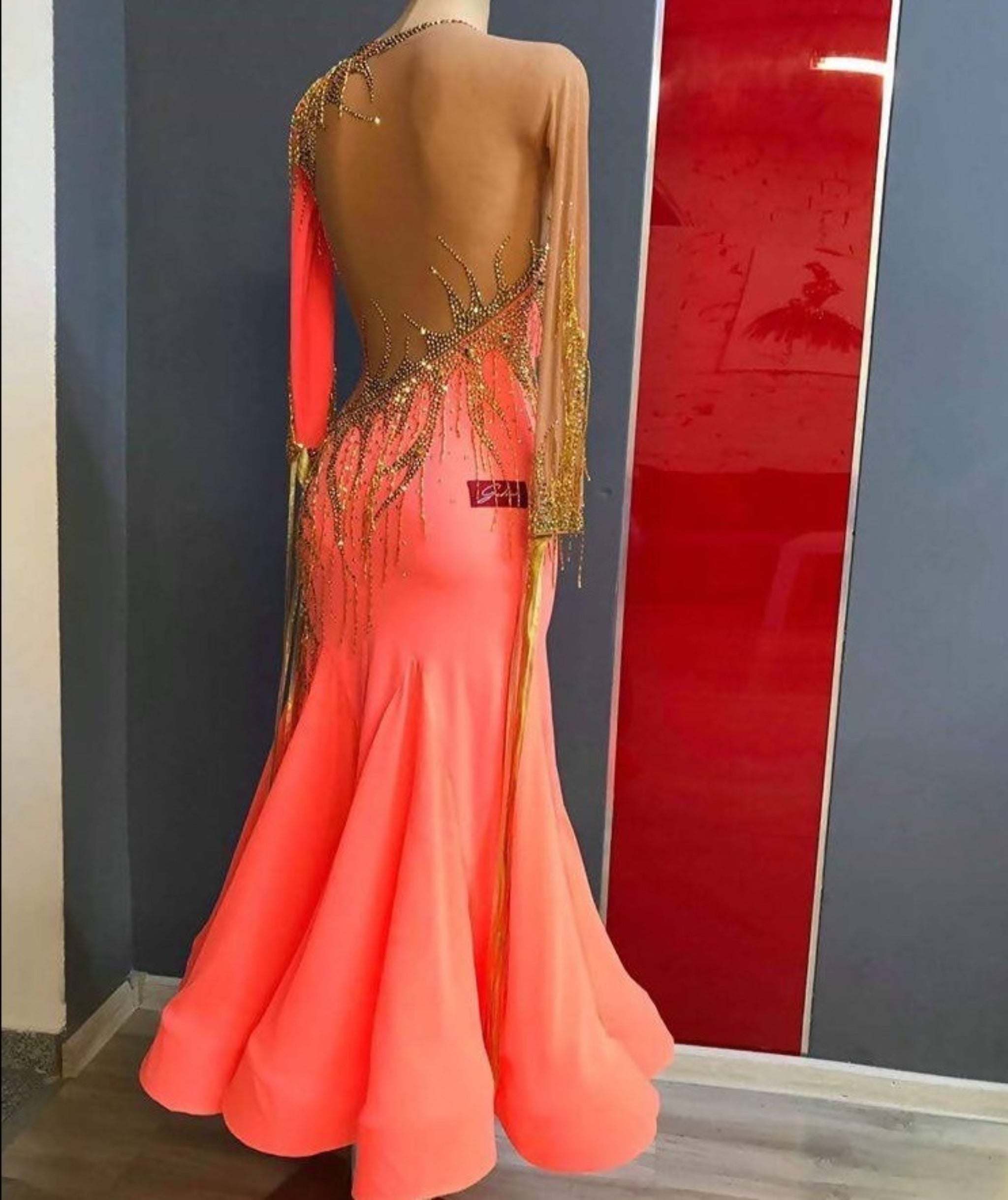 Coral Crush Ballroom DressDance Dressing – DDressing | The Dance ...