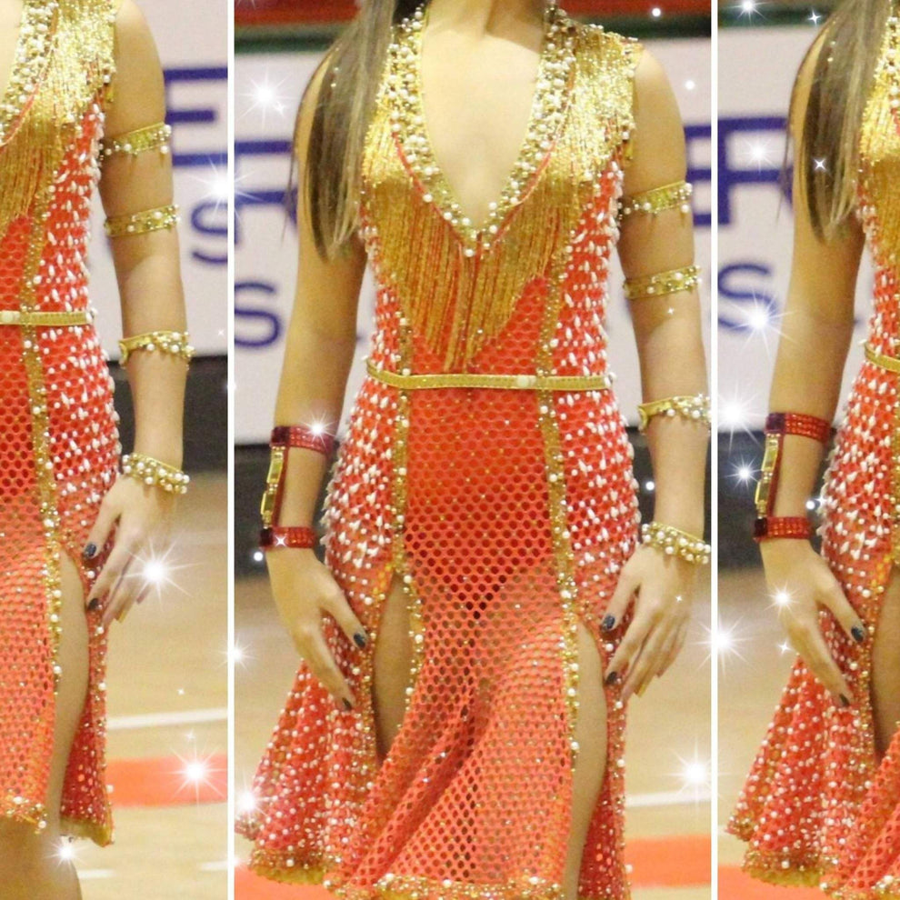 Red Latin Net Dress – Dance Dressing